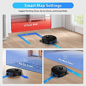 Tikom Robot Vacuum and Mop Combo with LiDAR Navigation, L9000 Robotic Vacuum Cleaner with 4000Pa Suction,150Min Max, 14 No-Go Zones, Smart Mapping, Good for Pet Hair, Carpet, Hard Floor(Dark Black)