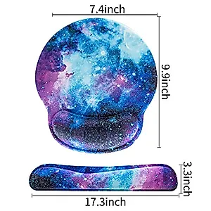 AORTDES Memory Foam Set Ergonomic Keyboard Mouse Pad Wrist Support - Keyboard Wrist Rest for Computer/Laptop/Gaming/Office - Comfortable & Lightweight for Easy Typing & Pain Relief(Gorgeous Galaxy)