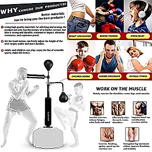 Reaction Punching Bag,Boxing Bag for Adults and Teens,Boxing Gym Equipment,360 Spinning Bar with Dual Punching Balls for Training,Stress Relief & Fitness(Base Not Included) (Black)