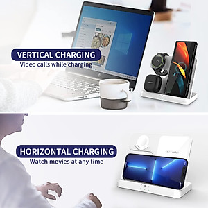 Wireless Charger for Samsung Charging Station 3 in 1 Fast Charger Phone Stand Dock for Galaxy S23 S22 S22+ S21 S20 Ultra/Note20/Z Flip Fold 4 3 2, Buds/2/Pro/Live, for Galaxy Watch 5 Pro/4/3