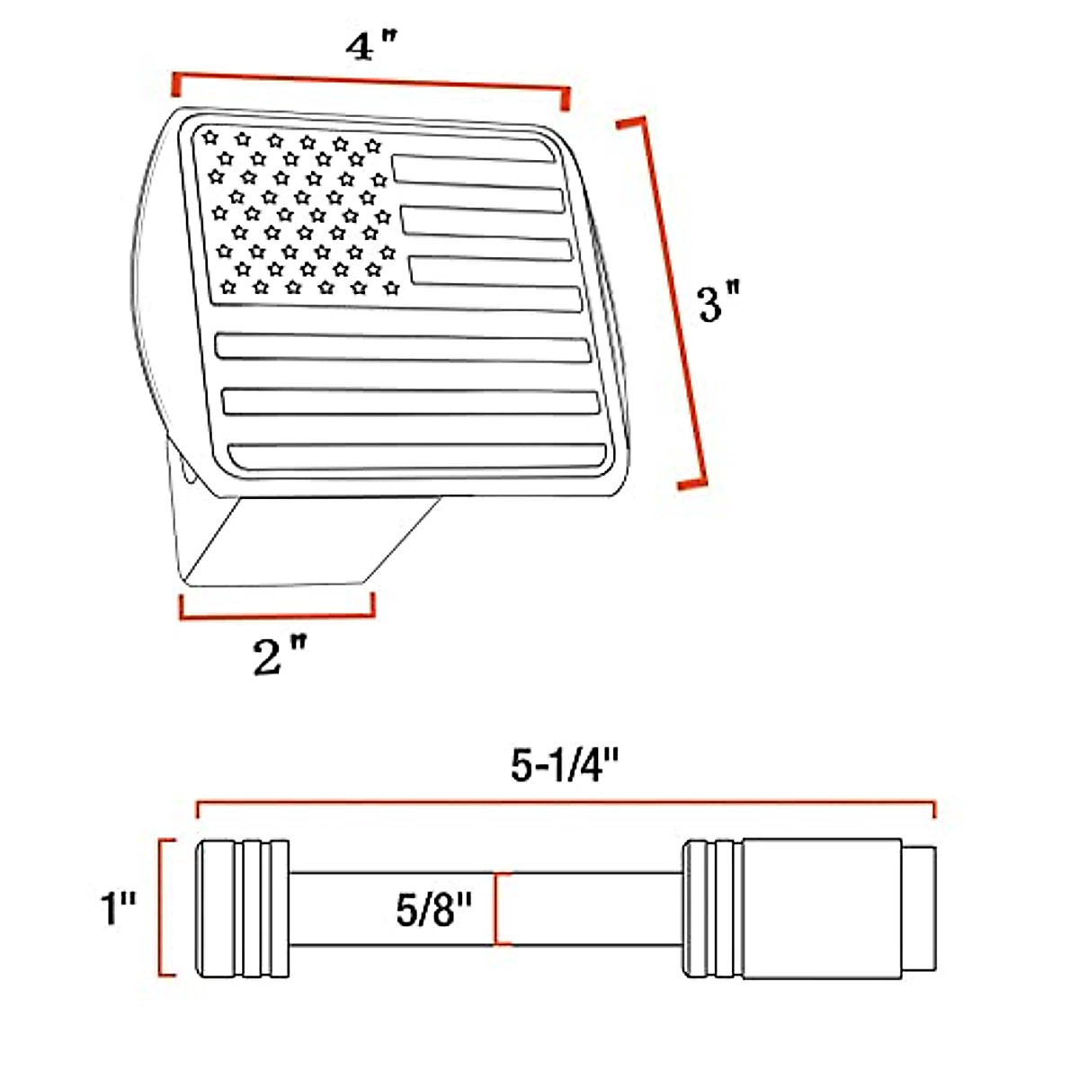 American Flag Metal Trailer Hitch Cover for 2 inch Receivers（with 5/8-Inch Pin Diameter Trailer Hitch Lock ）