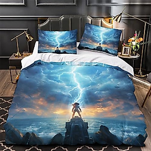 Lightning 3D Christmas Bedding Set for Kids Boys and Girls Duvet Cover Bedding Print with Pillowcase Twin（173x218cm）