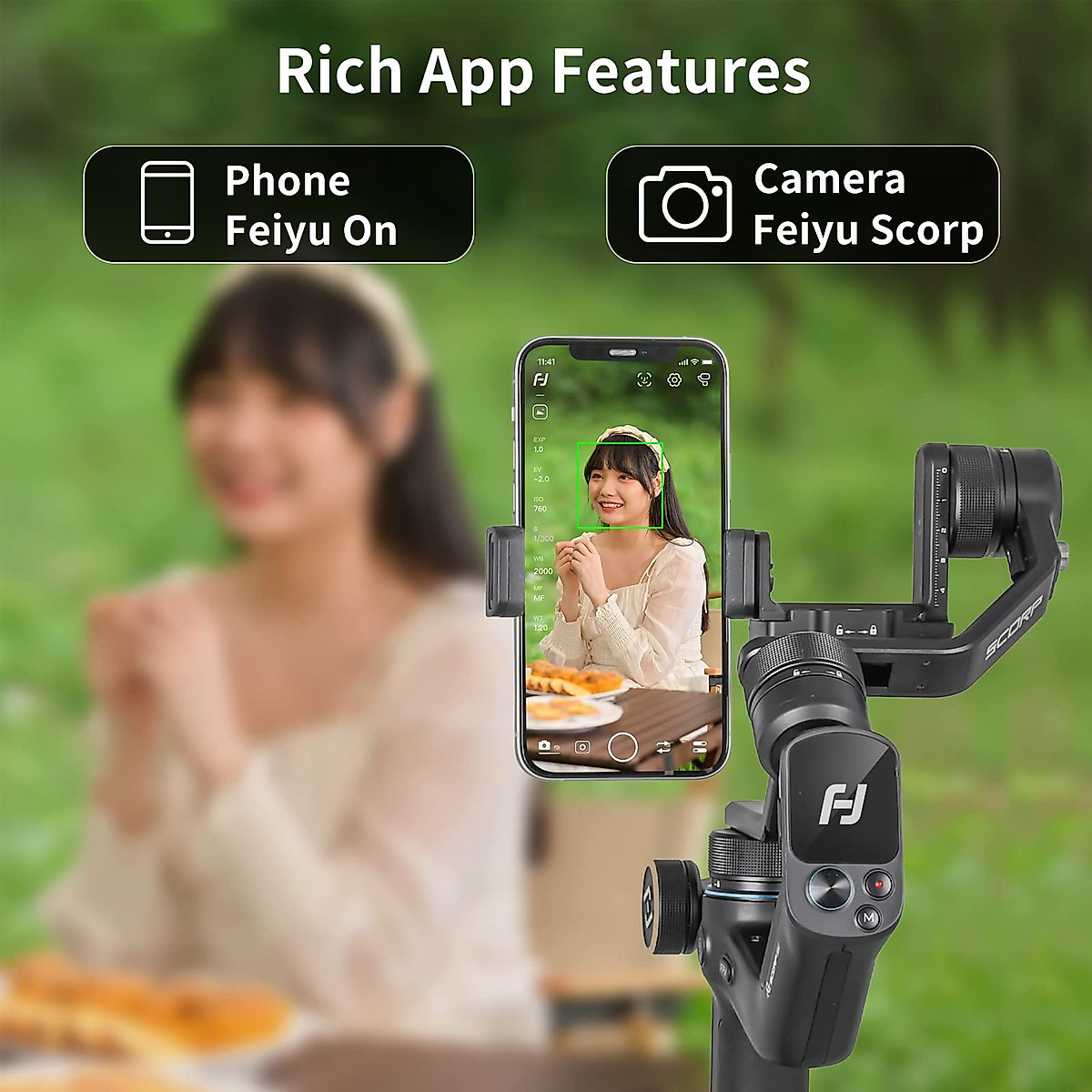 FeiyuTech Scorp Mini 3-Axis All in One Gimbal Stabilizer for Mirrorless Camera with Short Lens, Compact Cameras, Action Camera Gopro, 54-88mm Width iPhone 15 Pro, 1.3" Touch Screen, 2.6lbs Payload