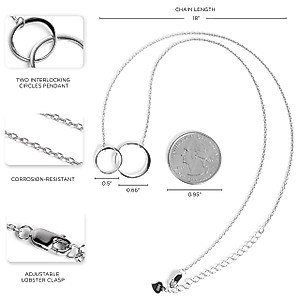 Suavell Mother Daughter Necklace. Sterling Silver Necklace for Women. Mom Gifts. 2 Circle Necklace Pendant on Dainty Necklace Chain. Minimalist Jewelry, Daughter Gift from Mom, Birthday (Maroon)