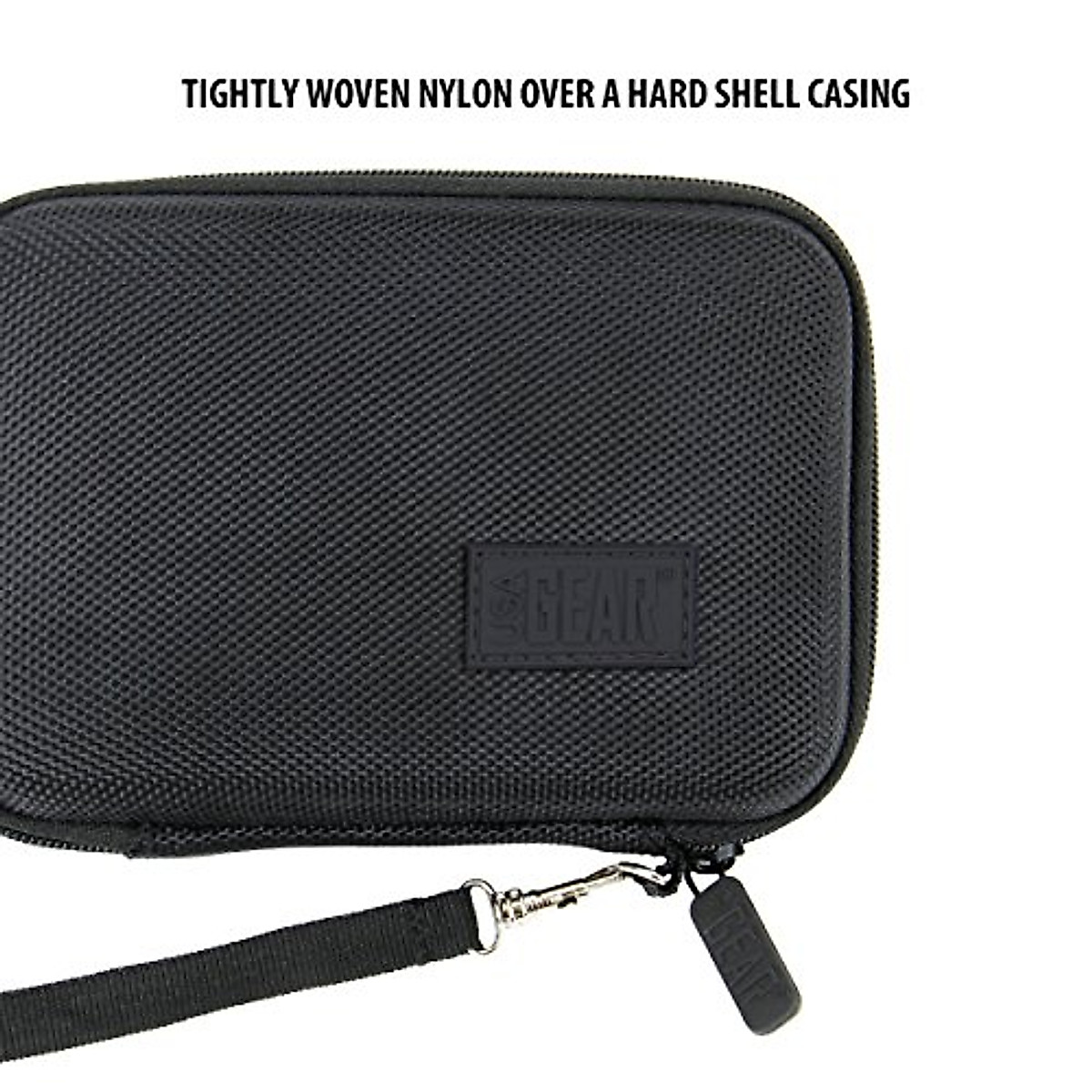 USA GEAR Hard Shell iPod Travel Case Compatible with Apple iPod Touch (7th Generation, 6th Generation, 5th Generation), MP3 Player Case iPod Case with Water Resistant Exterior, Wrist Strap - Black