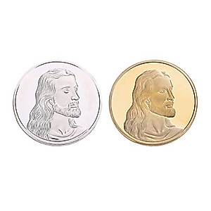 2pcs Challenge,Jesus Commemorative,Christian Religious, Medal Collectible Plated Collection Souvenir Gift(+Silver)