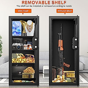 33.46" Tall Fireproof Wall Safes Between the Studs 16" Centers, Electronic Hidden Safe with Removable Shelf, Home Safe for Firearms, Money, Jewelry, Passport