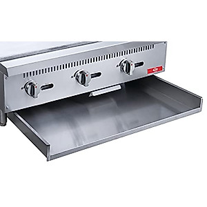Commercial Griddle,Elite Kitchen Supply Countertop 36" Flat Top Grill Natural Gas (NG) / Propane Countertop Griddle with 3 Burners - 90000 BTU