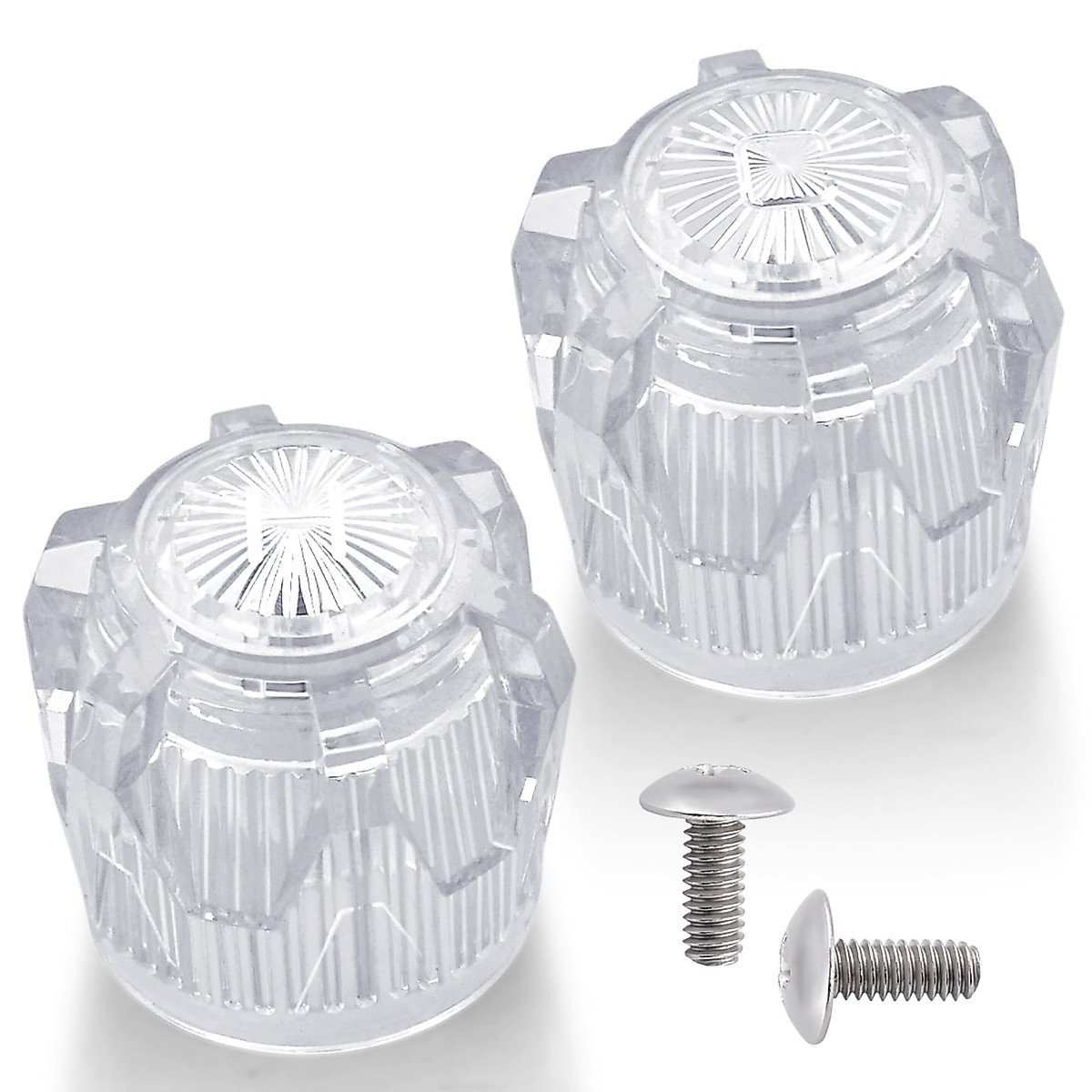 ZephyrJazz Shower Knob Replacement, Compatible with Phoenix Mobile Home Sink Tub Shower, Acrylic Bathtub Knobs Parts, Clear Faucet Handles with 17pt Spline Point Broach Center Hole(1 Pair)