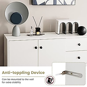 PETSITE Buffet Cabinet, Kitchen Sideboard with Storage Cabinets & Drawers, Modern Credenza Coffee Bar Server Console Table Cupboard for Entryway Living Dining Room, White