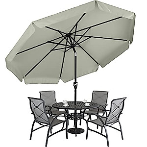 MASTERCANOPY Valance Patio Umbrella for Outdoor Table Market -8 Ribs (7.5ft, Light Gray)