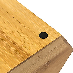 Merlin's Market Space-Saving Bamboo Organizer Bin - Polished 14'' Aesthetic Wood Basket with Ergonomic handles & non-slip feet Spacious box declutters your Kitchen, Bathroom, Bedroom and More