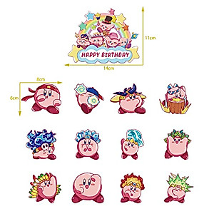 Kirby Birthday Party Decorations Supplies, 82 Pcs Cute Party Favors including Happy Birthday Banners, Balloons, Cake Toppers, Stickers, Party Favors for Girls' Birthday Party, Princess Party