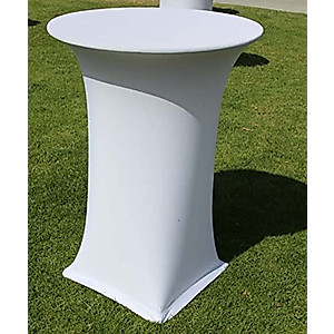 Banquet Tables Pro 30 Diameter x 42" Height White Spandex Highboy Table Cover