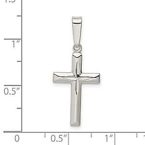 Solid 925 Sterling Silver Diamond-Cut Cross Pendant Charm Small - 23mm x 13mm - Jewelry Gifts For Women Wife Mom Gifts For Men Husband Dad