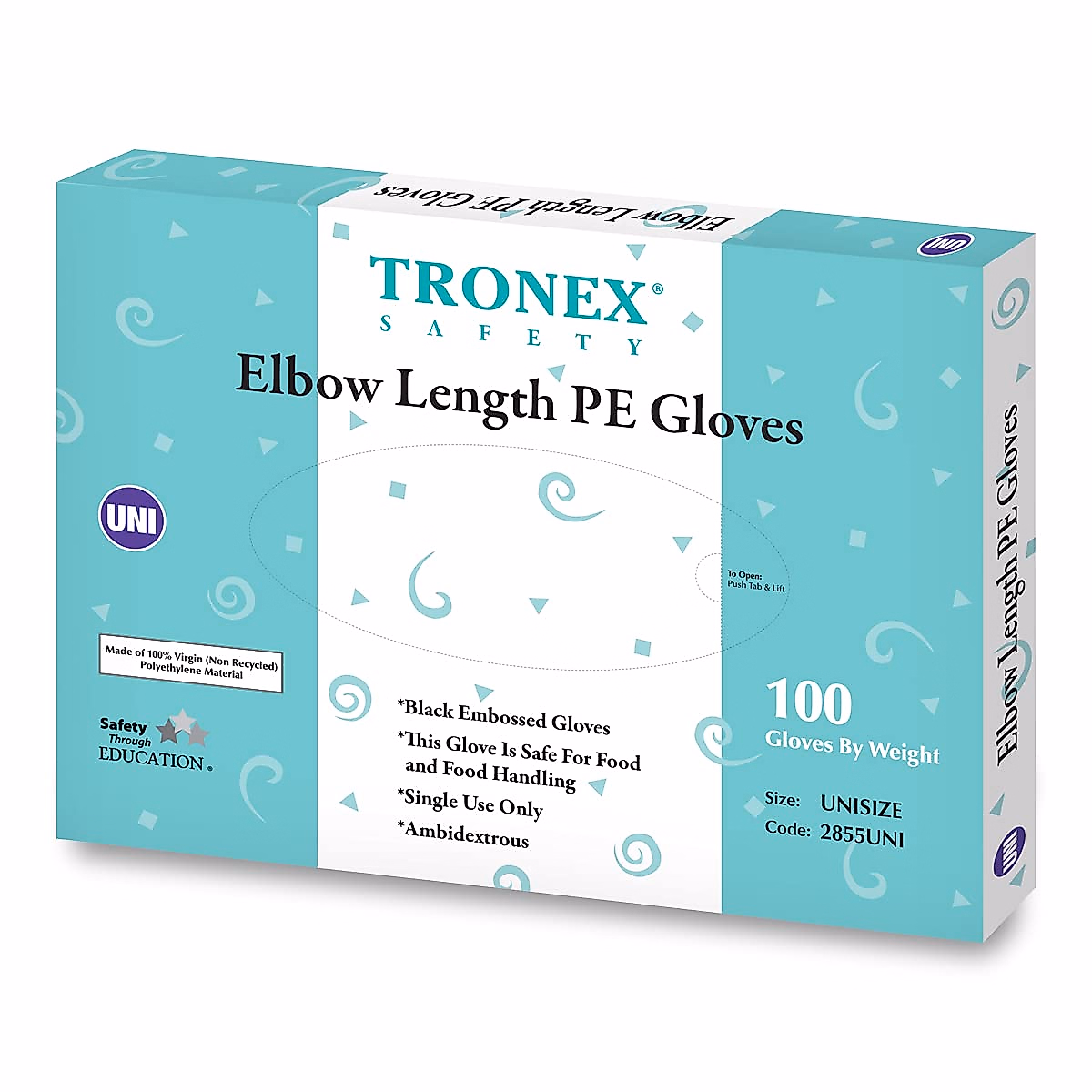 TRONEX 20" Elbow Length Long Polyethylene (PE) Disposable Gloves Black Extra Long Plastic Gloves for Cooking Food Safe (100, Unisize)