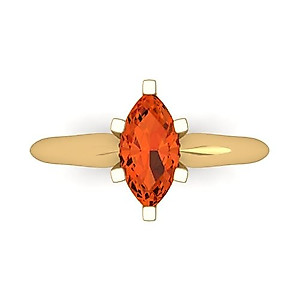 Clara Pucci 1.0 ct Marquise Cut Solitaire Red Simulated Diamond Engagement Bridal Promise Anniversary Ring 18K Yellow Gold Size 3.75