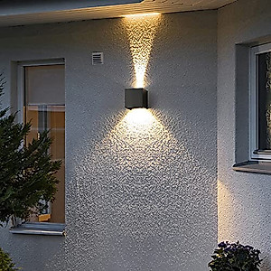 Mille Lucciole 4 Pack Outdoor Wall Lights Exterior/Interior LED Wall Sconces IP65 Waterproof Square Aluminum Wall Lamps Outdoor Lighting Fixture Up and Down Lights Modern Black 12W 3000K Warm Lights