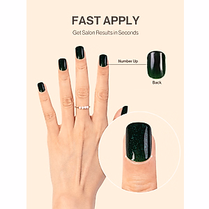 MelodySusie Press on Nails Short Square Acrylic Fake Nails Kits Press on False Supremely Fit & Natural Nails Stick On Nails in 30pcs 12Sizes Disposable Manicure for Women and Girls, Forest Green