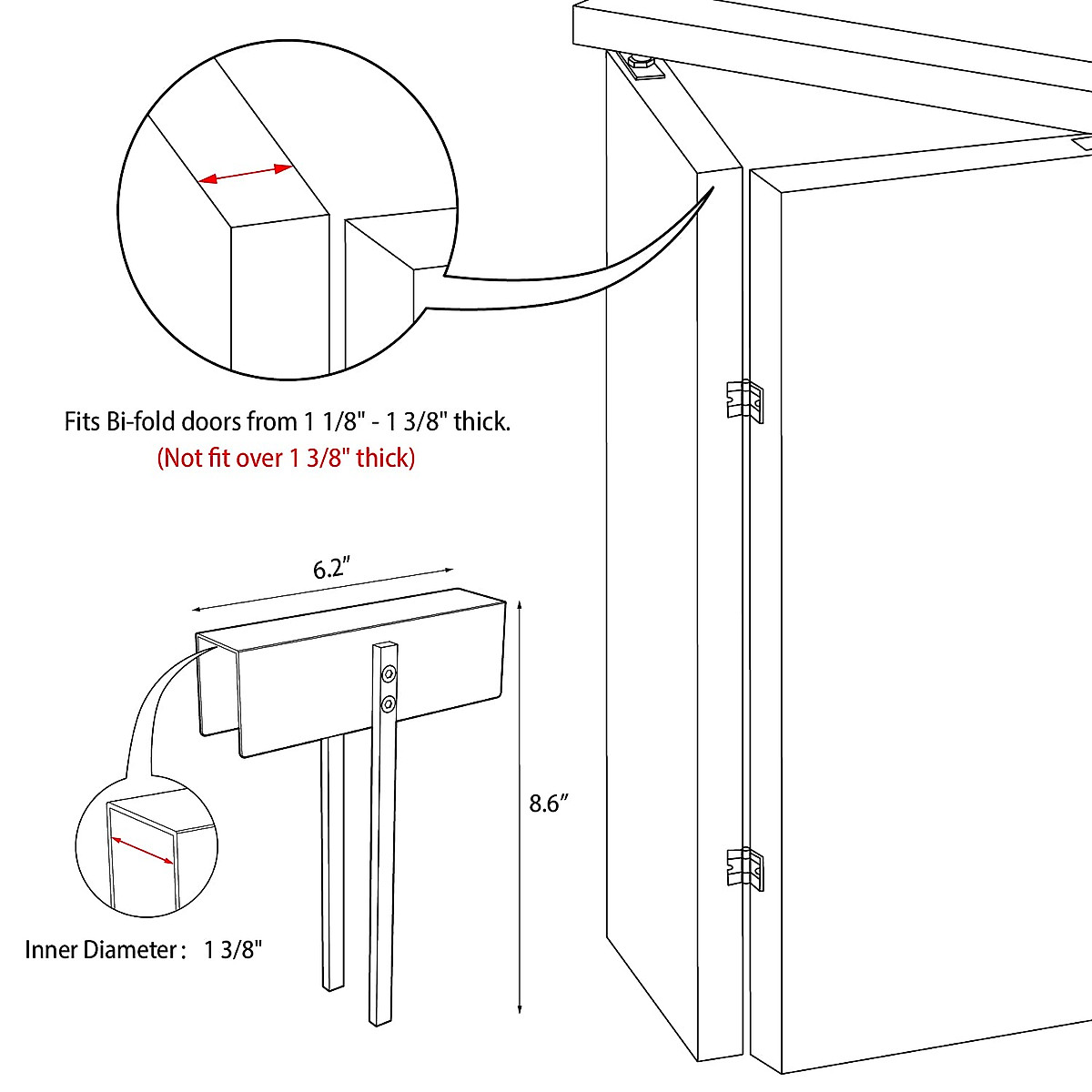 BILLROAD Metal Bifold Door Lock - Double Door Child Safety Locks Keep Toddler, Cats&Dogs Out of Closets, Cabinets, Pantry - No Need Install (2PC)