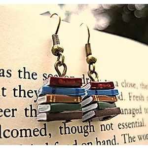 Classic Stack of Books Drop Dangle Earrings Librarian Teacher Easy Hook Clay Creative Novel Teach Graduation Jewelry for Women Earings