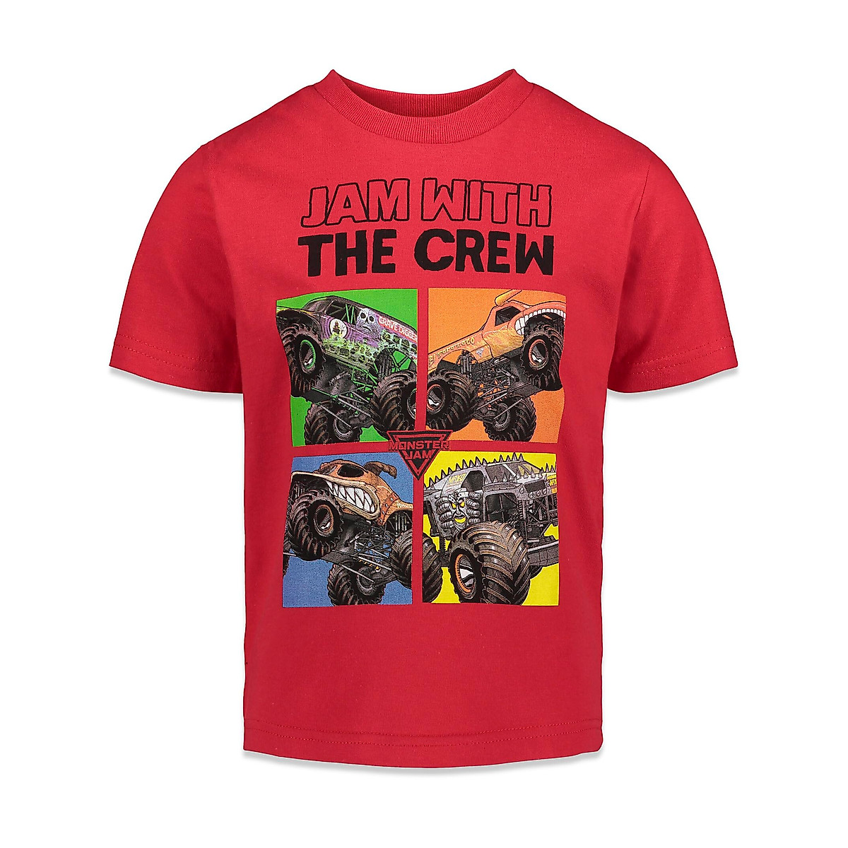Monster Jam Little Boys 3 Pack Graphic T-Shirts Kids Black/Red/Grey 7