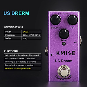 Kmise US Dream Electric Guitar Effects Pedal Mini Single Type DC 9V True Bypass