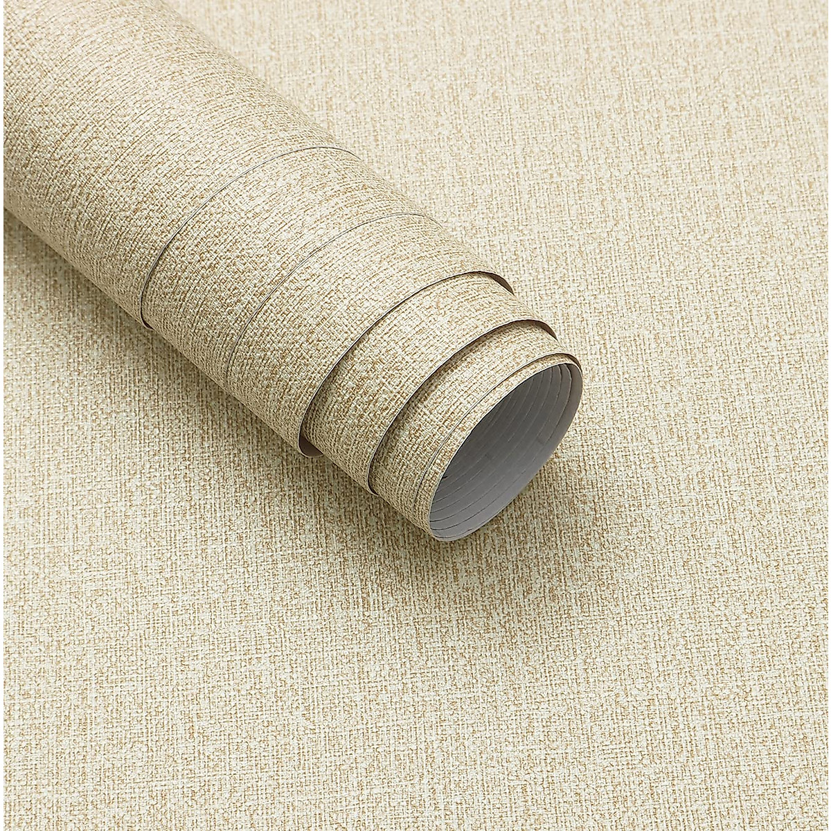 Guvana Contact Paper Khaki Grasscloth Textured Wallpaper Peel and Stick Wallpaper Embossing Contact Paper Self Adhesive Wallpaper Faux Linen Removable Wallpaper for Bedroom Cabinets Decor 15.7"x118"