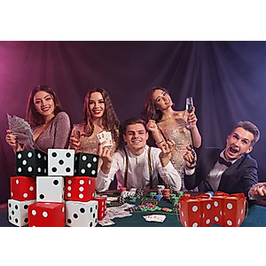 24 Pack Dice Favor Boxes 4x4x4 inches casino theme party decorations dice Boxes Bulk for centerpieces with Ribbon dice Game Night Party Decorations Casino Night Party Decoration , Black Red White