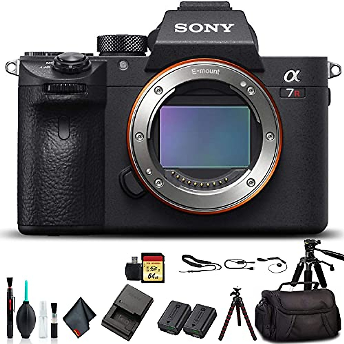 Sony Alpha a7R III Mirrorless Camera ILCE7RM3/B with Soft Bag, Tripod, Additional Battery, 64GB Memory Card, Card Reader, Plus Essential Accessories
