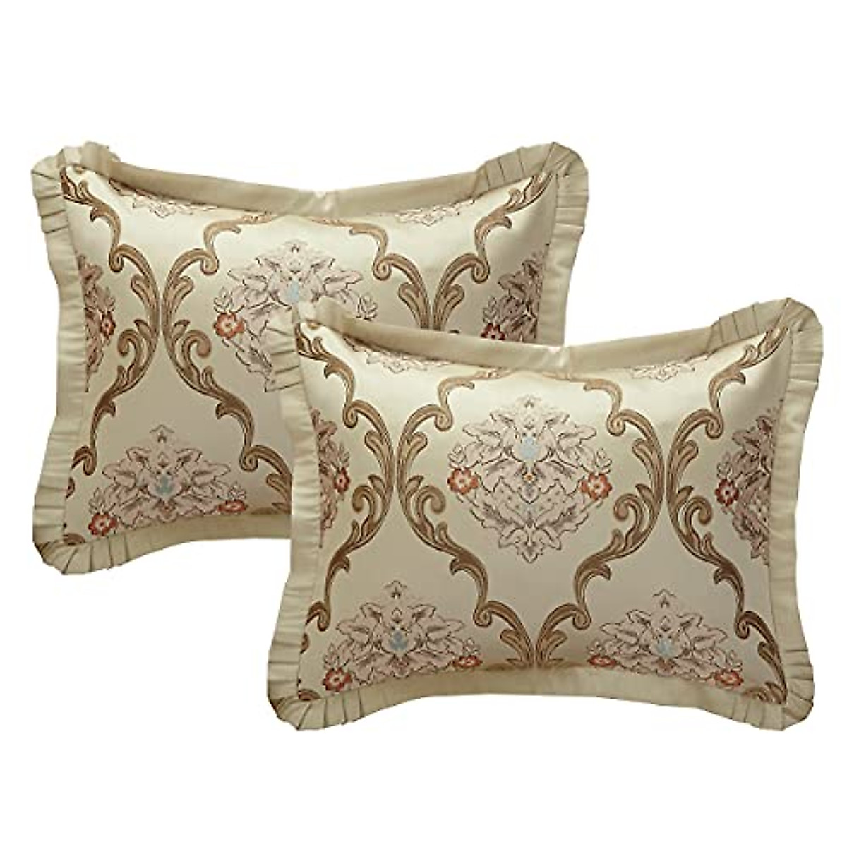 Chic Home - CS4610-AN 9 Piece Aubrey Decorator Upholstery Comforter Set and Pillows Ensemble, King, Beige