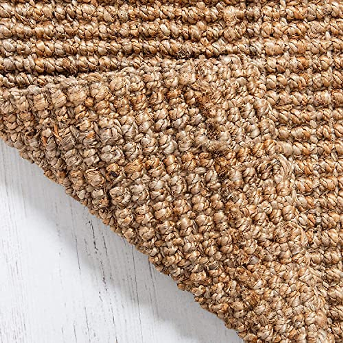 Natural Jute Boucle 6'x9' Doormat 6ft x 9ft 6x9, Hand Woven & Reversible for Living Room Kitchen Entryway Rug, Jute Burlap Braided Rag Rug, Farmhouse Rag Rug, Rustic Rug, Natural Look Rug