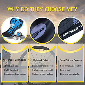 sponeed Mens Biking Shorts with Padding Gel Road Bike Tights Padded Cycling Pants US Medium Gray