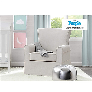 Delta Children Upholstered Glider Swivel Rocker Chair, Sand