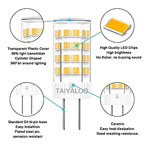 G4 LED Bulb 12V AC/DC 5W Equivalent to 40W Halogen Bulb, T3 JC Type Bi-Pin Base, Warm White 2700K G4 Bulb for Outdoor Landscape Lighting Deck Stair Step Path Paver Lights, Home Lighting, (6 Pack)