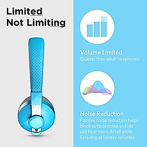 LilGadgets Untangled Pro Wireless Kids Headphones, On-Ear Bluetooth Toddler Headset with Built-in Microphone, Design, No More Tangled Wires, Perfect for Children in School, Blue