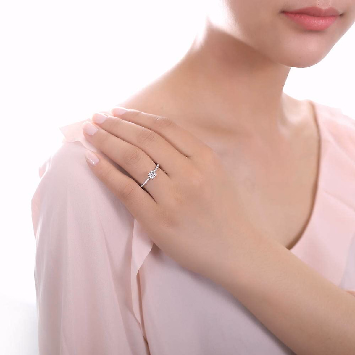 BERRICLE Sterling Silver Solitaire Wedding Engagement Rings 0.6 Carat Cushion Cut Cubic Zirconia CZ Ring Set for Women, Rhodium Plated Size 8