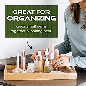 Greenco Bamboo Serving Tray with Handles (Small, Rectangle)