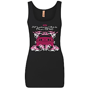 Ford Mustang Girls Run Wild Women's Tank Top Pink American Muscle Car Top Black Large
