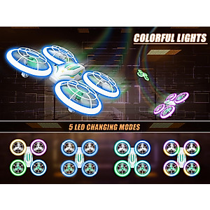 Heygelo Mini Drones for Kids, LED RC Drone Flying Toys with Colorful Lights, S60 Small Quadcopter Helicopter with 2 Batteries, Propeller Full Protect, Throw to Go, Easy to Fly Gifts for Boys Girls