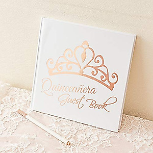 Calculs Libro De Firmas para Quinceañera Guest Book 15th Quinceanera Party Favors 8.5” Rose Gold Book Polaroid Photo Album Decorations