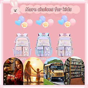 VIDOSCLA Kawaii Bunny Sequin Kids Girls Backpack Elementary Students Book Bag Primary School Bag for Teens