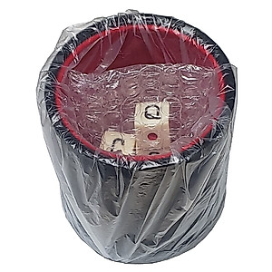 Cyber-Deals Set of Dice Cup Black PU Leather w/Plush Red Felt Lined + Spanish Poker Dice Ivory Tone (Gift Boxed)