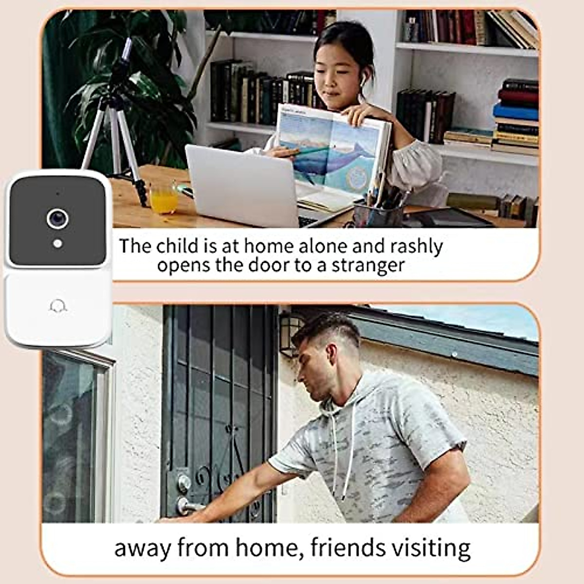MIANHT 𝓼𝓮𝓬𝓾𝓻𝓲𝓽𝔂 Cameras Wireless Outdoor - Home 𝓼𝓮𝓬𝓾𝓻𝓲𝓽𝔂 Cameras, Ring Doorbell Camera Wireless, WiFi Rechargeable 𝓼𝓮𝓬𝓾𝓻𝓲𝓽𝔂 Door Doorbell