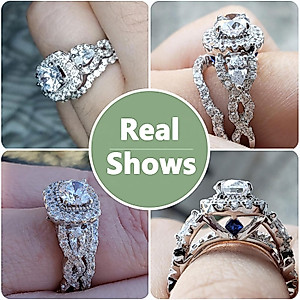 Newshe Engagement Wedding Ring Set For Women 925 Sterling Silver 2.4ct Round Pear White Cz Size 3-13 (Brilliant Round Shape, 7)