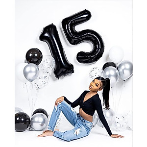 Number 1 Balloon 40 Inch Black Jumbo Mylar Foil Balloons for Halloween Decor Girl Boy 1st 1 11 21 Birthday Decorations Baby Shower Photo Shoot, Wild One Giant Balloons