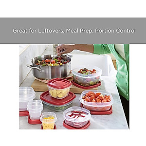 Rubbermaid Easy Find Lids Food Storage Containers with Lids - BPA-Free Durable Plastic Food Containers Great for Home, School, Travel - Freezer, Microwave, and Dishwasher Safe - 28 Piece Set - Red