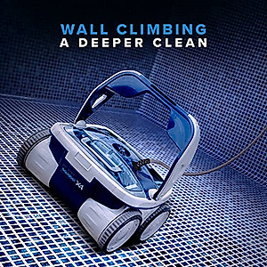 Aquabot X4 Robotic Pool Cleaner with Active Scrubbing Brush, AutoX Pool Mapping, Dual High Capacity Filters, Wall Climbing, and 2 Year Warranty