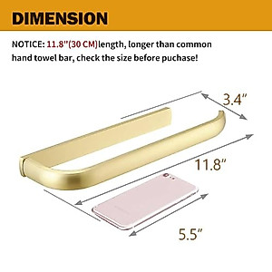 BESy Brass Hand Towel Bar for Bathroom Brushed Gold, Rustproof Wall Mounted Towel Rack Hanger Bathroom Hardware Accessories Towel Holder 12 Inch