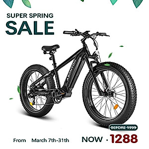 Asomtom Electric Bikes for Adults 750W BAFANG Motor 48V 15Ah Removable Battery 26" Fat Tire Electric Mountain Bike with Shimano 7-Speed e-Bikes with 45-60 Mile Range - UL Certified